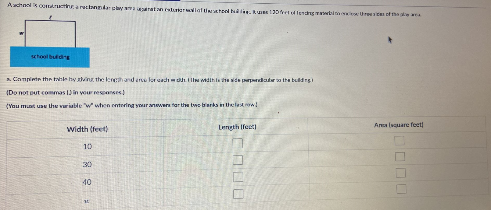 Solved A school is constructing a rectangular play area | Chegg.com