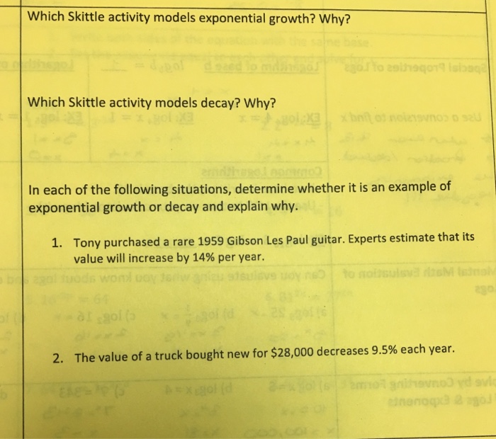 Solved Which Skittle activity models exponential growth? | Chegg.com