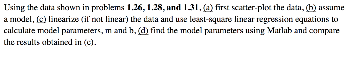 Solved Using the data shown in problems 1.26, 1.28, and | Chegg.com