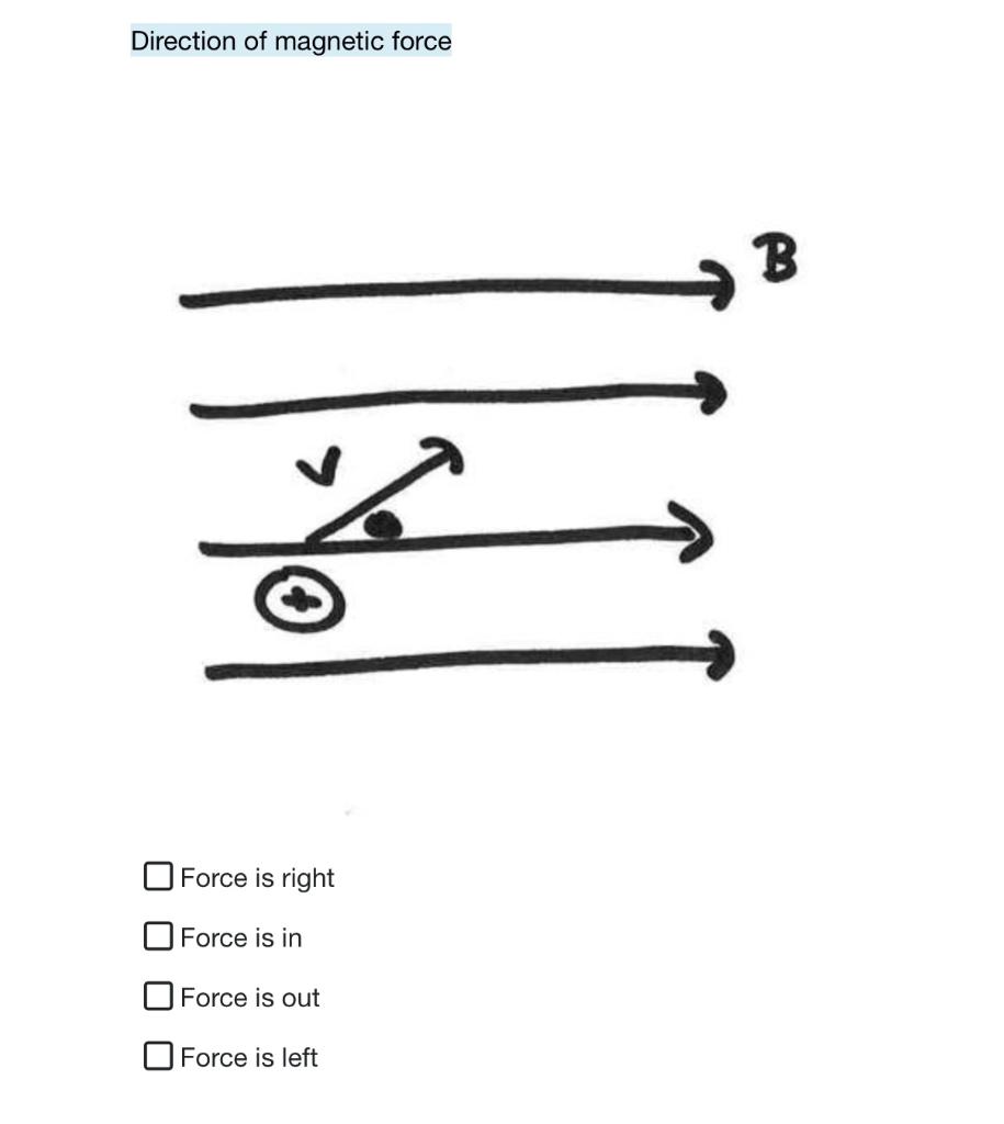 Solved Direction of magnetic force B Force is right Force is | Chegg.com