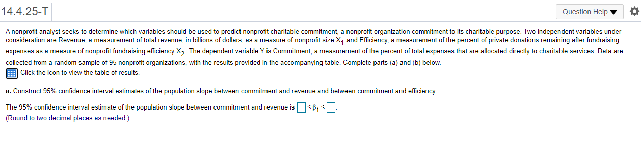 Solved - 0 Table of results х Variable Intercept Revenue | Chegg.com