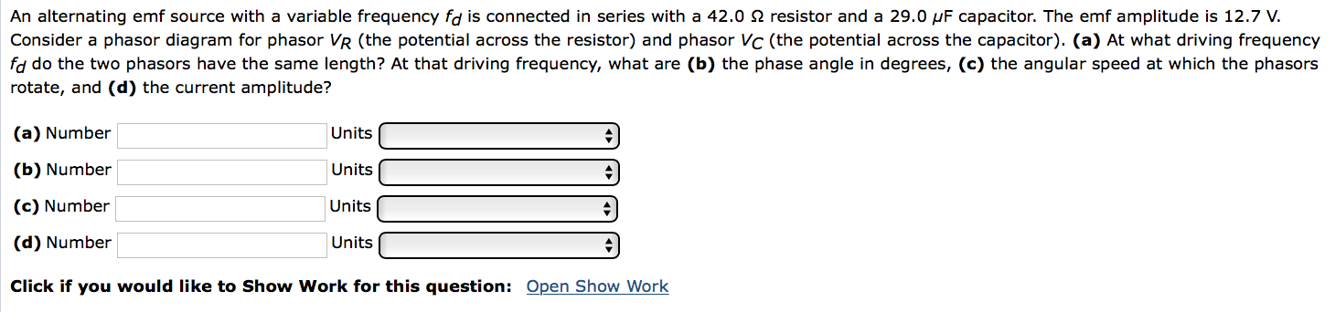 Solved An alternating emf source with a variable frequency | Chegg.com