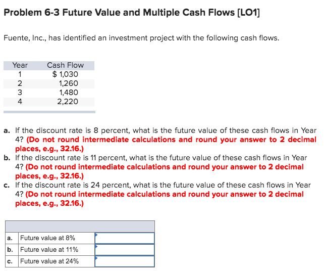 Solved Problem 6-3 Future Value and Multiple Cash Flows | Chegg.com