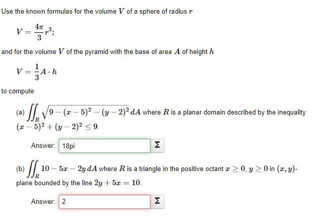 Solved Use the known formulas for the volume V of a sphere | Chegg.com