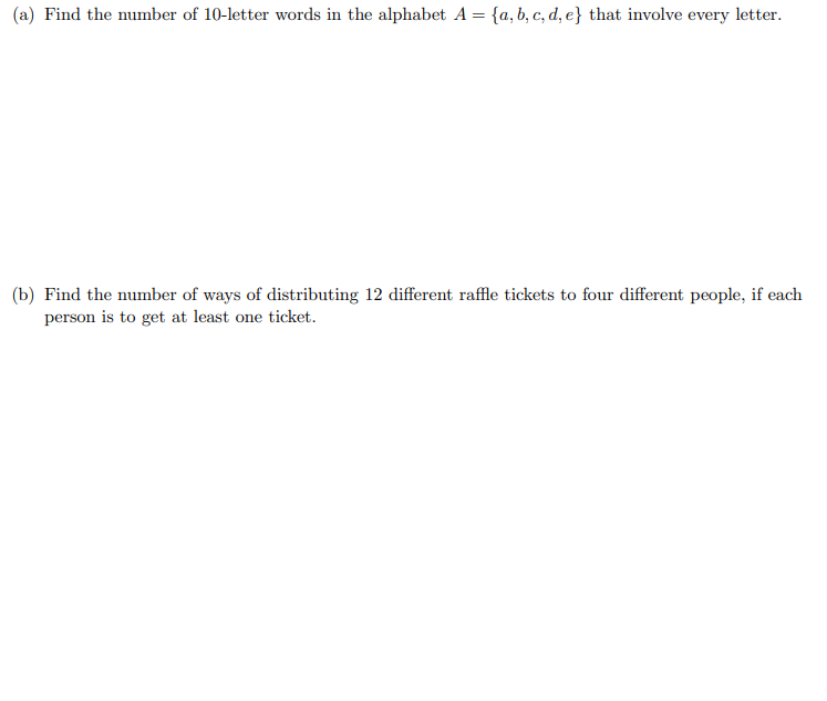 Solved (a) Find the number of 10 -letter words in the | Chegg.com
