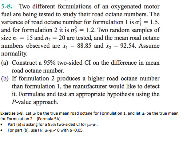 Solved 5-8. Two different formulations of an oxygenated | Chegg.com