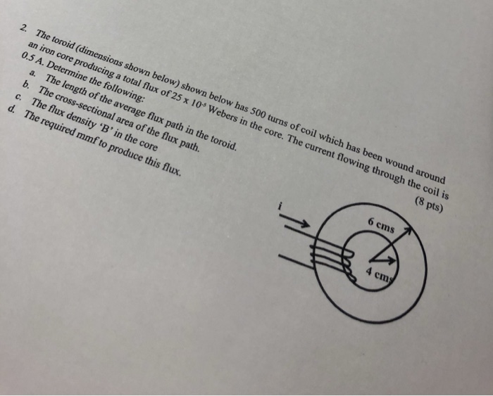 Solved The toroid (dimensions shown below) shown below has | Chegg.com