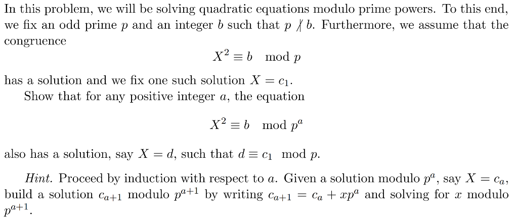 Solved In this problem, we will be solving quadratic | Chegg.com