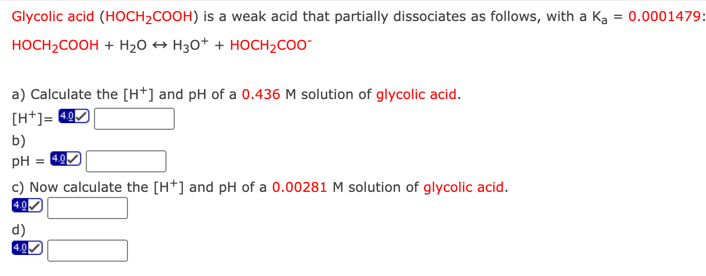 Solved Glycolic acid (HOCH2COOH) is a weak acid that | Chegg.com