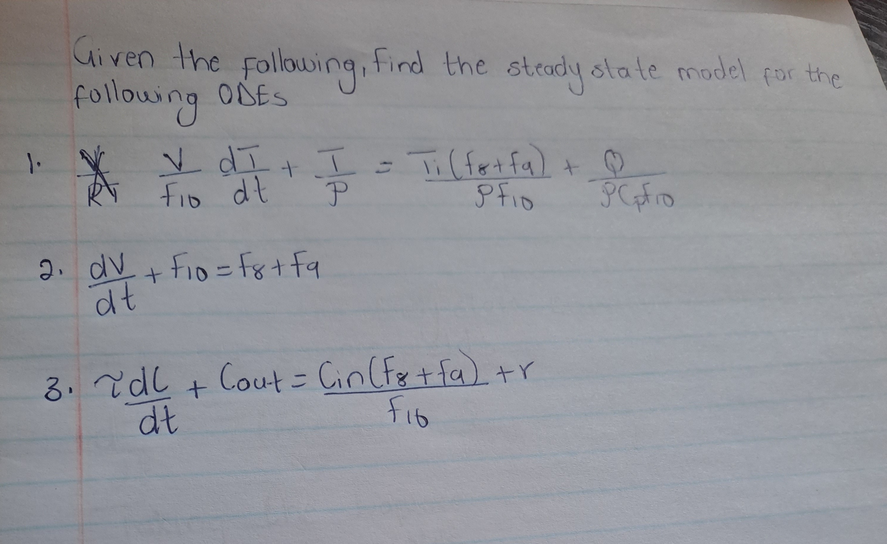 Solved Given the following, find the steady state model for | Chegg.com
