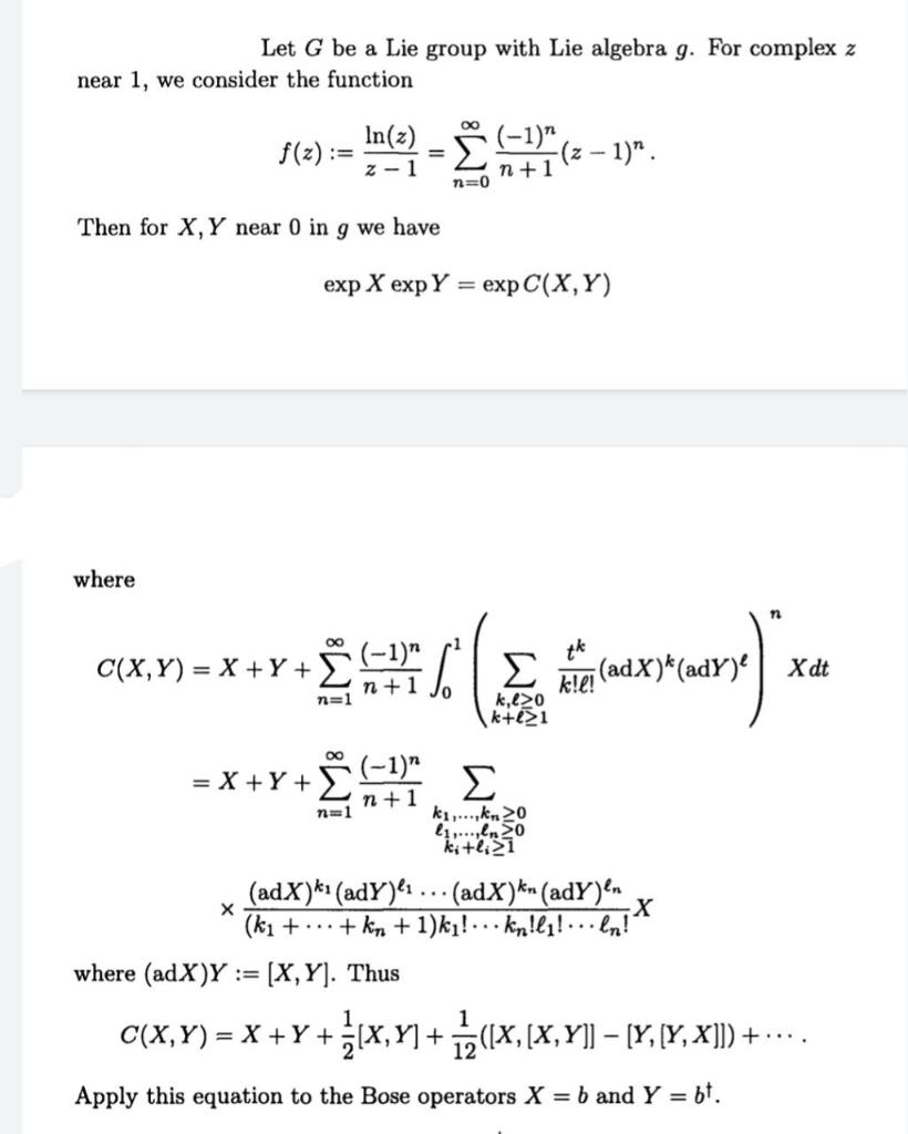 Let G be a Lie group with Lie algebra g. For complex | Chegg.com