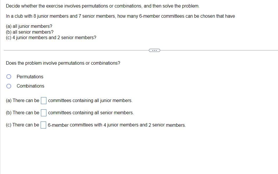 Solved Decide whether the exercise involves permutations or | Chegg.com