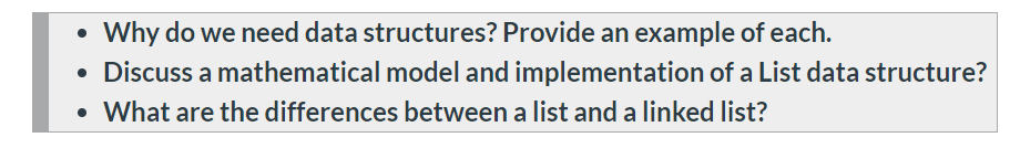 Why do we need data structures? Provide an example | Chegg.com