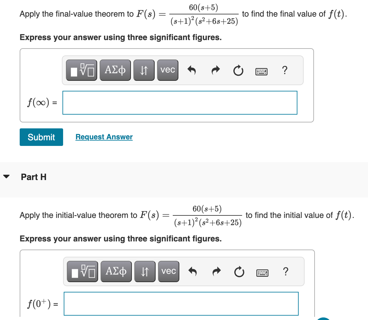 Solved Apply the final-value theorem to | Chegg.com