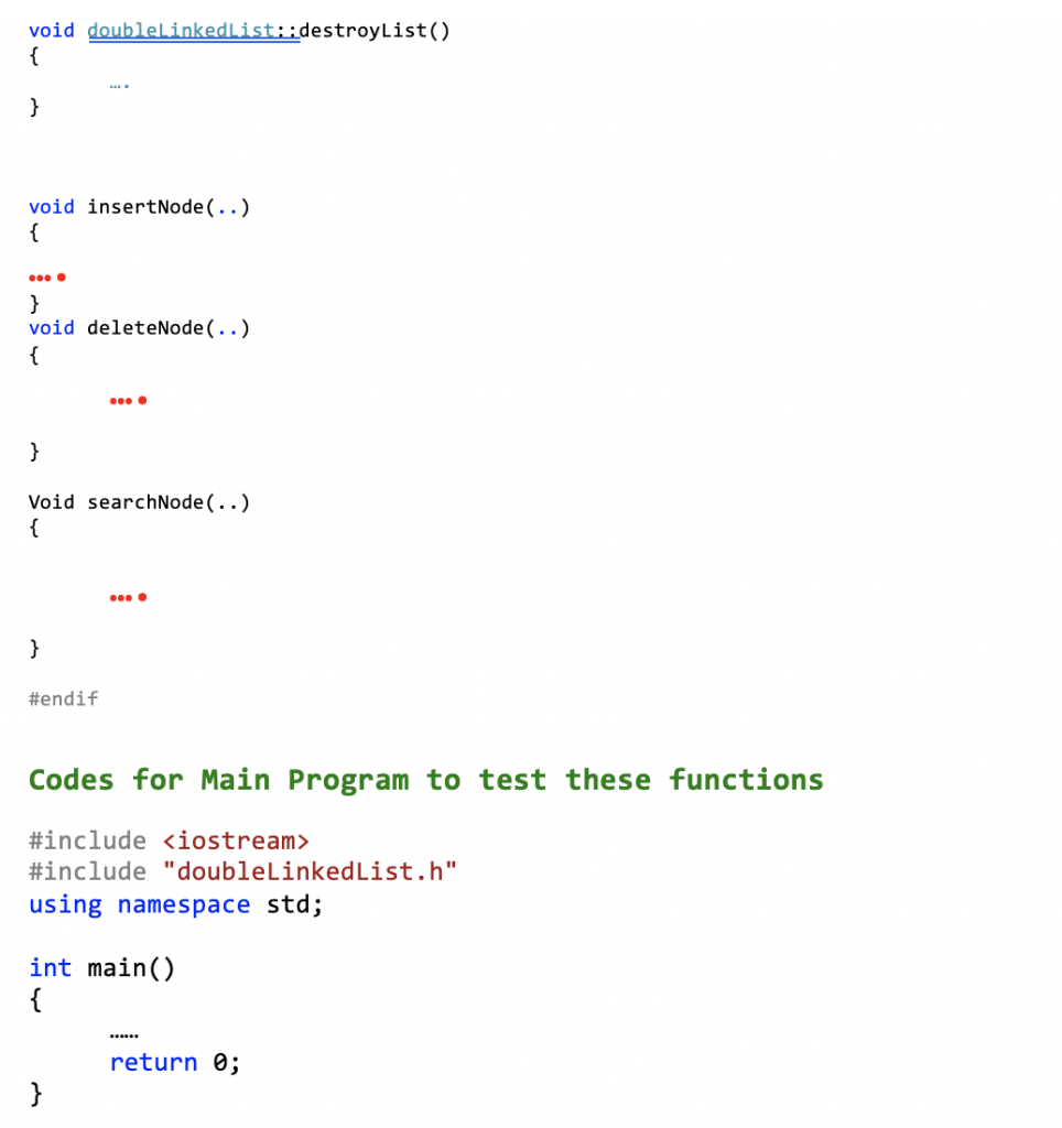 Solved Complete the code for both the header files and main | Chegg.com
