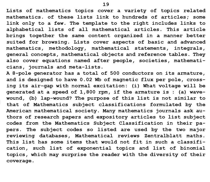 Solved 19 Lists of mathematics topics cover a variety of | Chegg.com