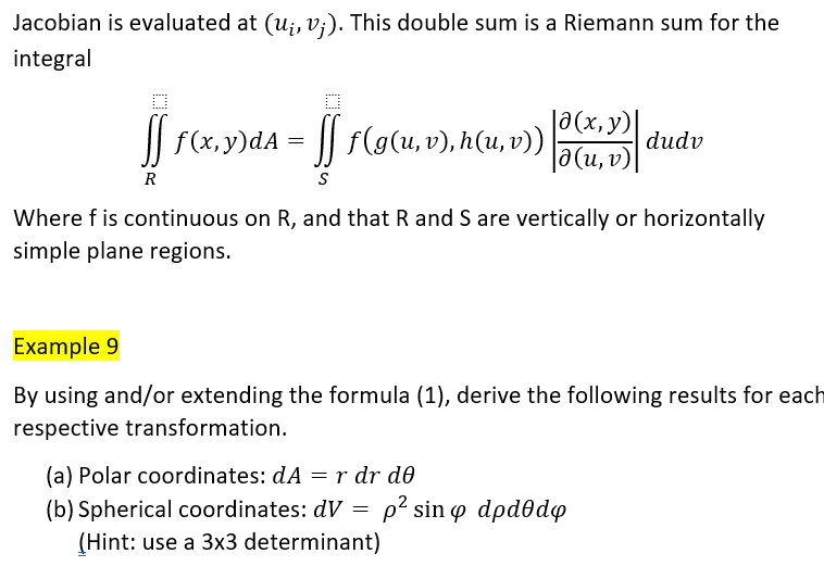Solved Jacobian is evaluated at (Uị, V;). This double sum is | Chegg.com