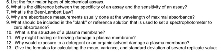 Solved 5. List the four major types of biochemical assays 6. | Chegg.com