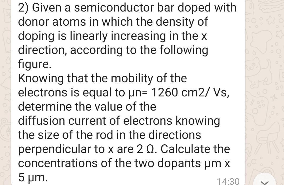 2) Given a semiconductor bar doped with donor atoms | Chegg.com