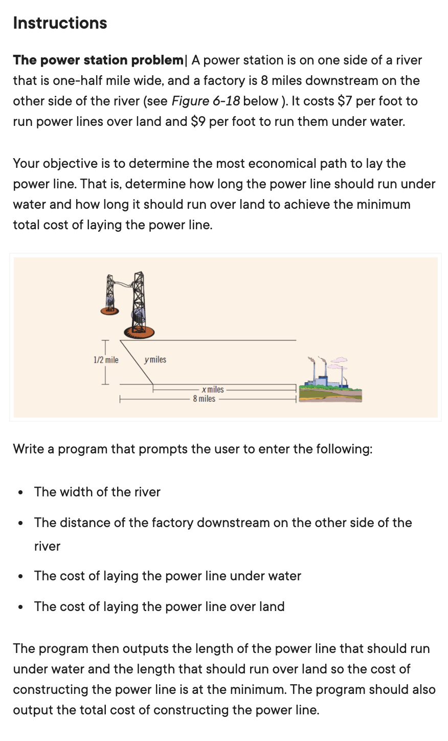 Solved Instructions The power station problem| A power | Chegg.com