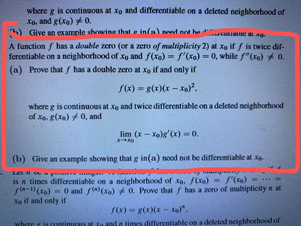 Solved where g is continuous at Xo and differentiable on a | Chegg.com