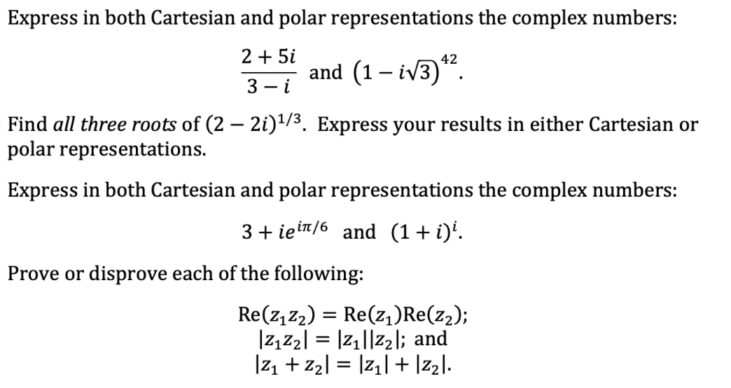 Solved Express in both Cartesian and polar representations | Chegg.com