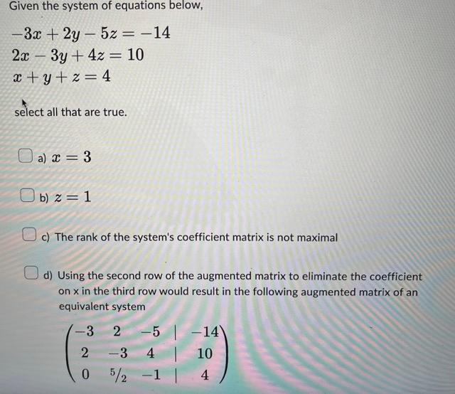 Solved Given the system of equations below, | Chegg.com