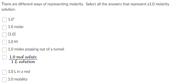 Solved There are different ways of representing molarity. | Chegg.com