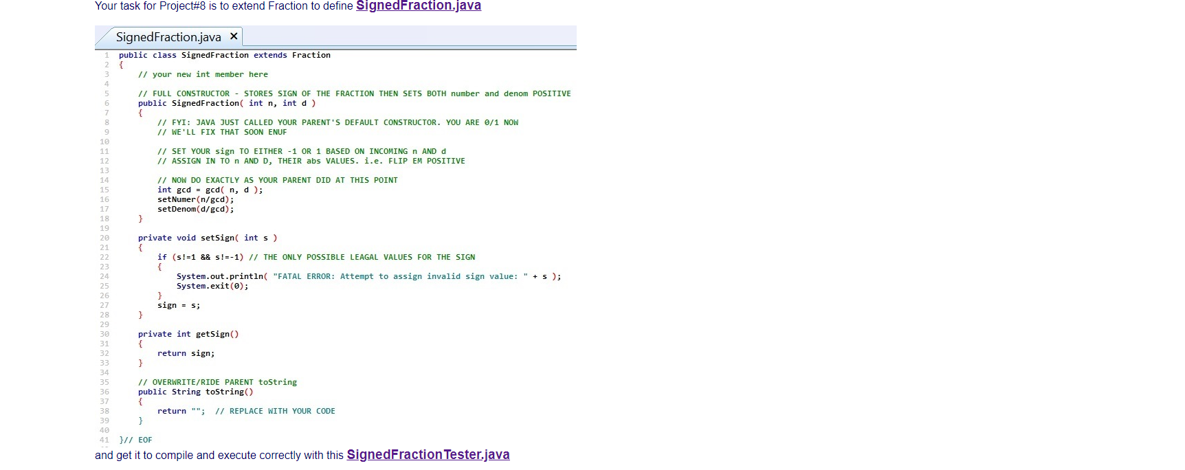 Solved Fraction.java public class Fraction { private | Chegg.com