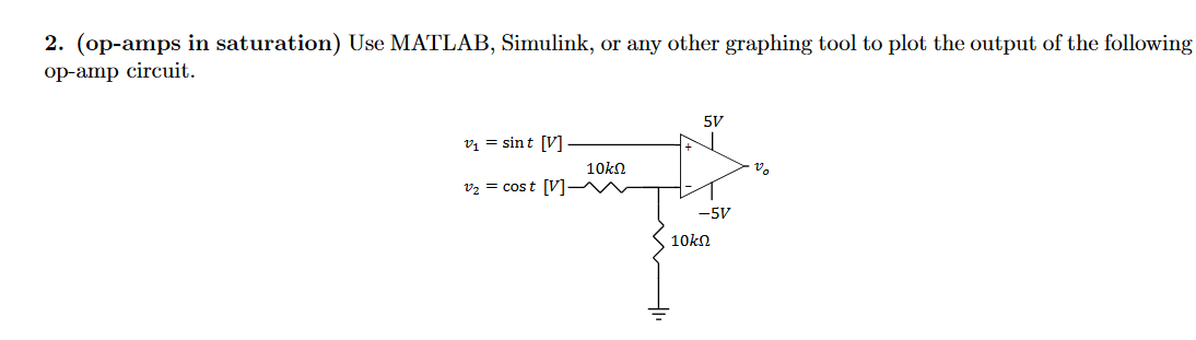 Solved 2. (op-amps in saturation) Use MATLAB, Simulink, or | Chegg.com
