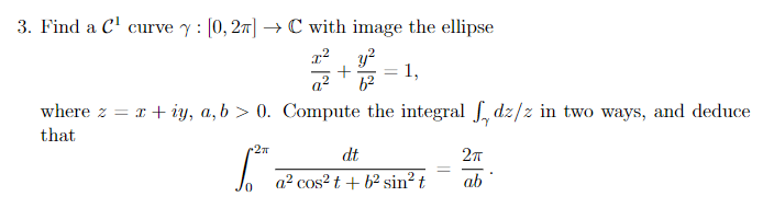 Solved Find a C1 ﻿curve γ:[0,2π]→C ﻿with image the | Chegg.com