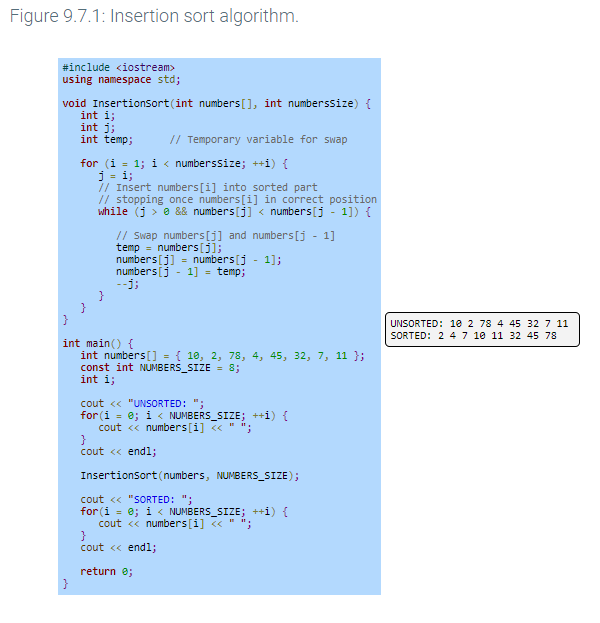 Solved These are the selection and insertion sort it is | Chegg.com