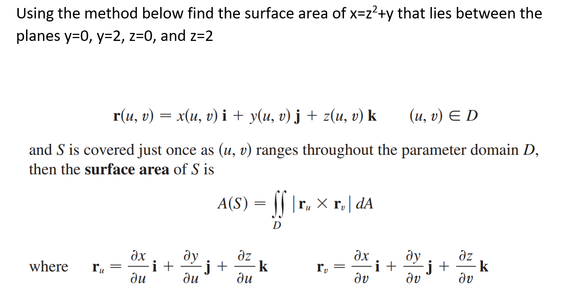 Solved Using the method below find the surface area of | Chegg.com