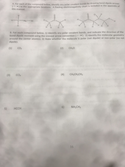 Solved below, identify any polar covalent bonds by drawing | Chegg.com
