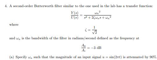 A second-order Butterworth filter similar to the one | Chegg.com