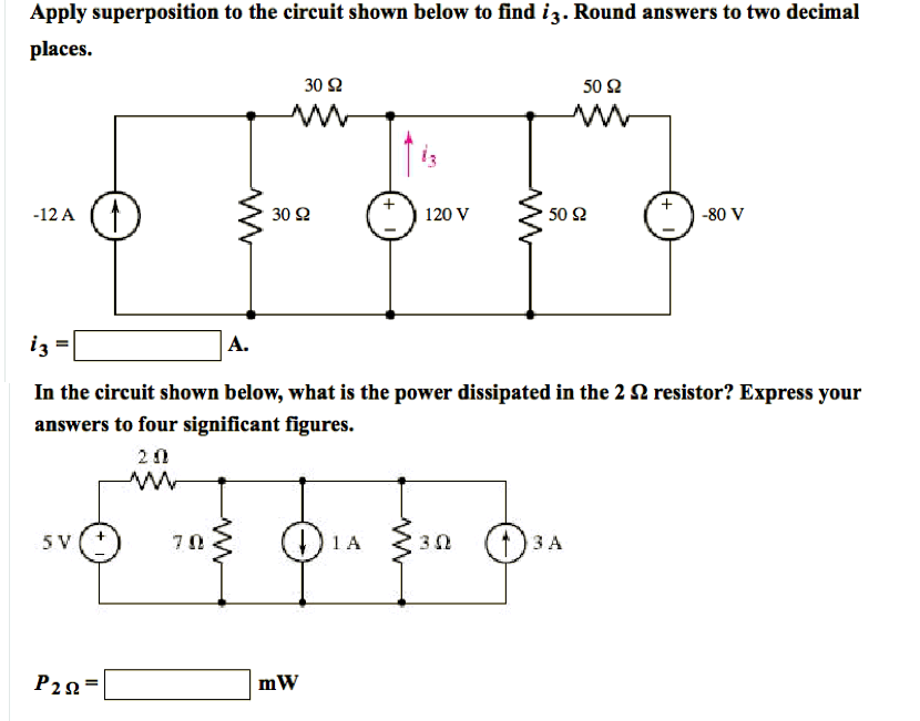 Solved Apply superposition to the circuit shown below to | Chegg.com