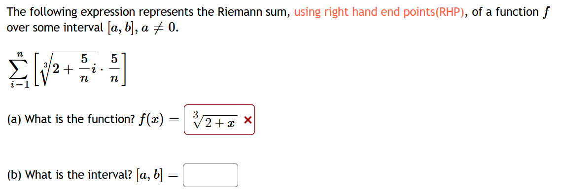 Solved The following expression represents the Riemann sum, | Chegg.com