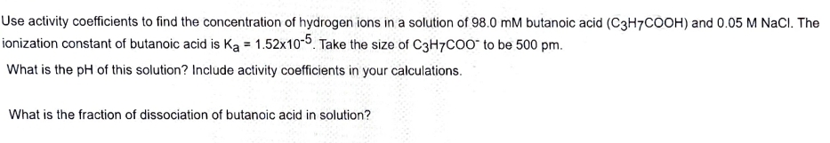 Solved Use activity coefficients to find the concentration | Chegg.com