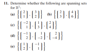 Solved 11. Determine whether the following are spanning sets | Chegg.com