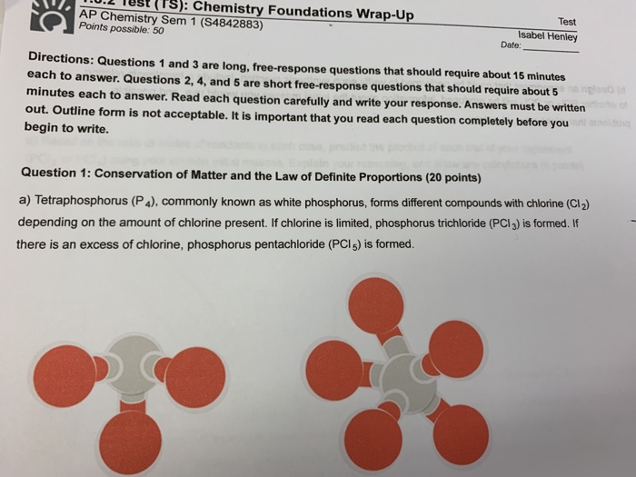 Solved .2 Test (TS: Chemistry Foundations Wrap-Up AP | Chegg.com