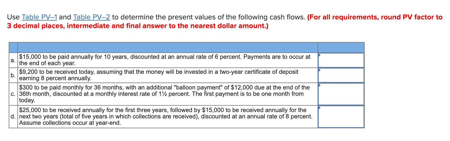 Solved Use Table PV-1 and Table PV–2 to determine the | Chegg.com