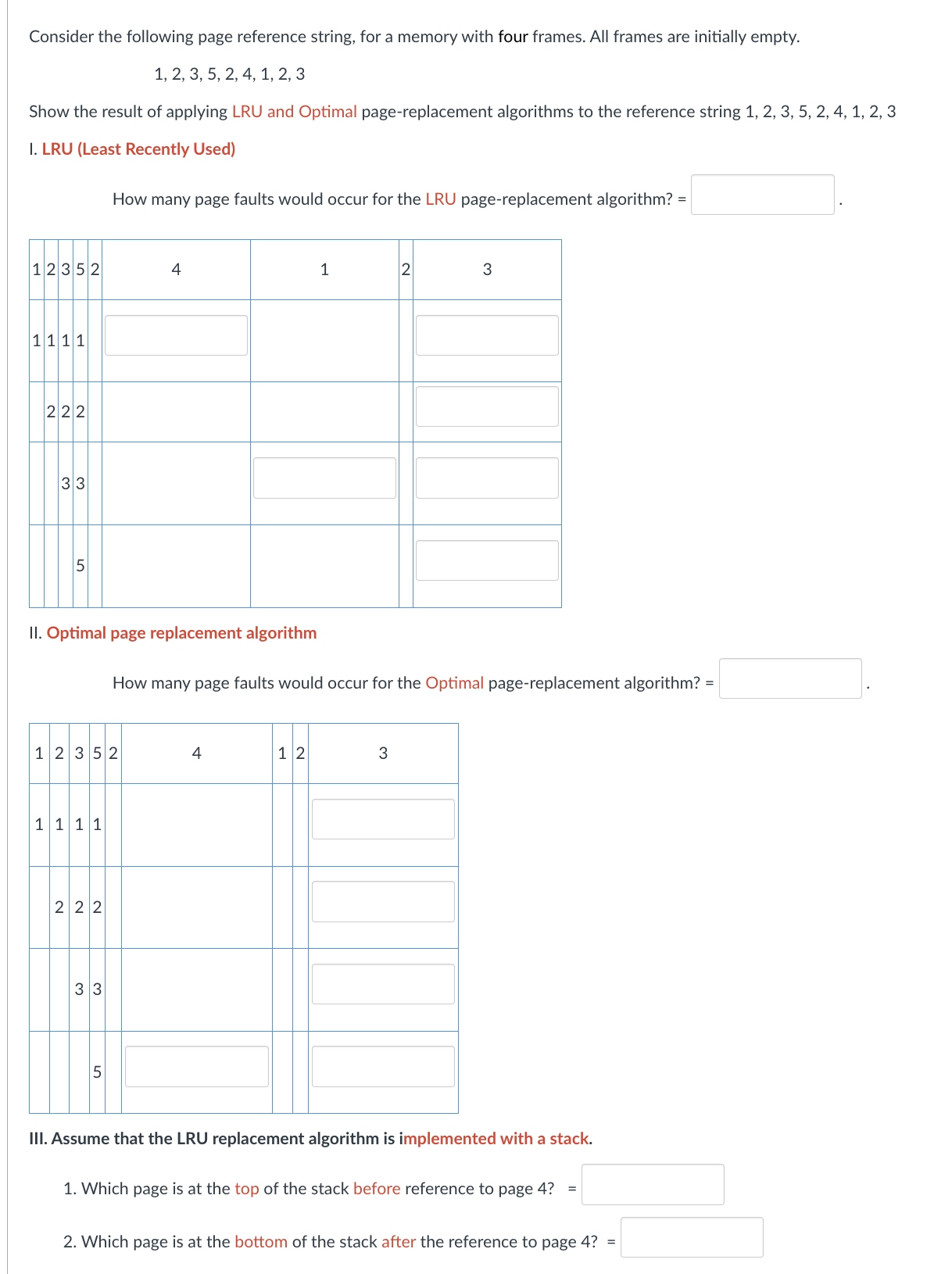 Solved Consider the following page reference string, for a | Chegg.com
