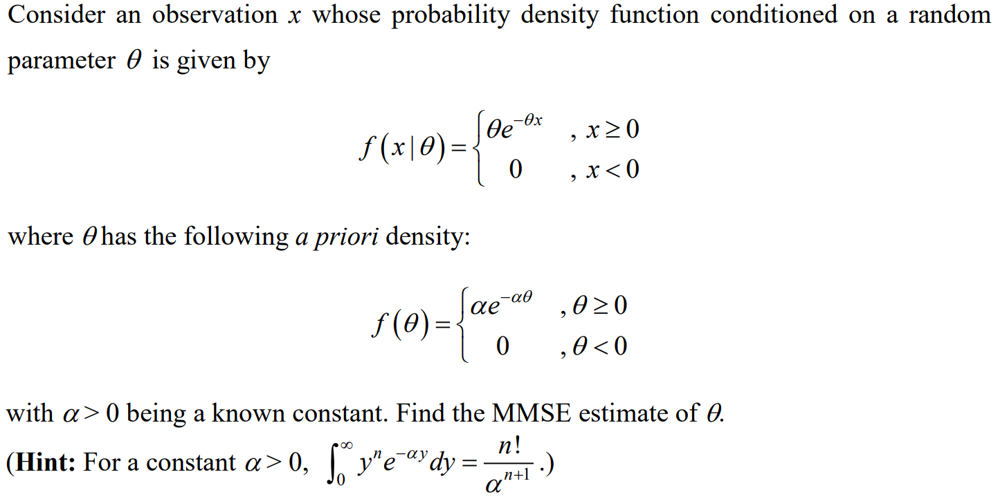 Solved Consider an observation x ﻿whose probability density | Chegg.com