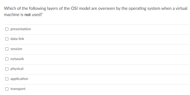 Solved Which of the following layers of the OSI model are | Chegg.com