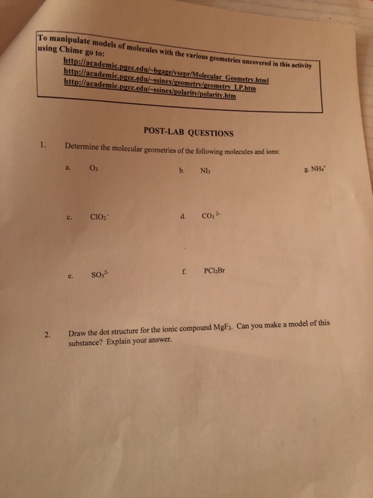 Solved To manipulate models of molecules with the using | Chegg.com