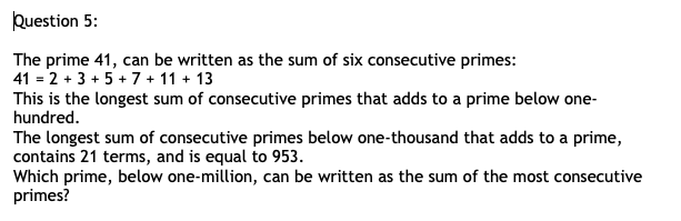 Question 5: The prime 41, can be written as the sum | Chegg.com