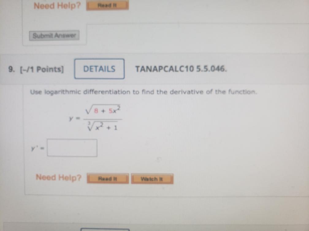 Solved Need Help? Rand Submit Answer 9. (-/1 Points) DETAILS | Chegg.com Solved Need Help? Rand Submit Answer 9. (-/1 Points) DETAILS | Chegg.com