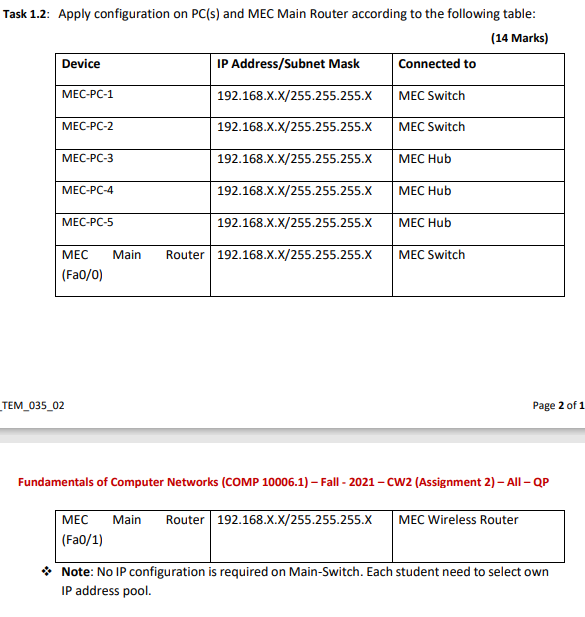 Solved Task 1: (60 Marks) Student needs to configure and | Chegg.com