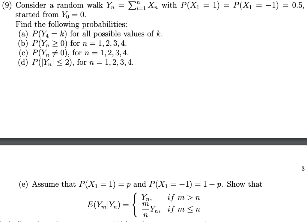 (9) Consider a random walk Ý, Σιχη with | Chegg.com