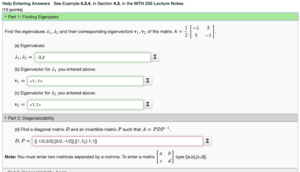 Solved Part 1: Finding Eigenpairs Find the eigenvalues 11, | Chegg.com